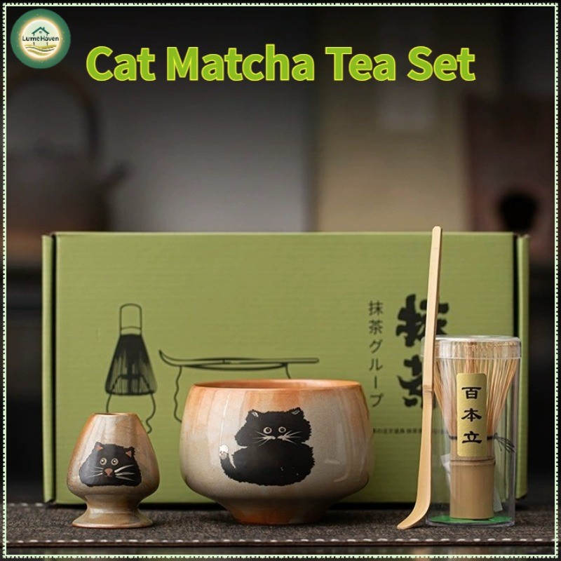 Japanese Tea Sets Cat Matcha Gift Set Ceramic Matcha Bowl Matcha Whisk ...