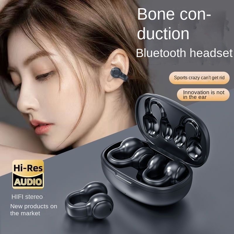 Wireless Clip-On Bone Conduction Bluetooth Headset Noise Cancellation ...