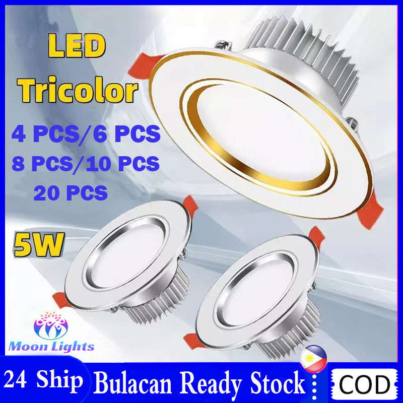 LED Tricolor 5W Down Light Round Panel Light Pinlight Ceiling Light ...