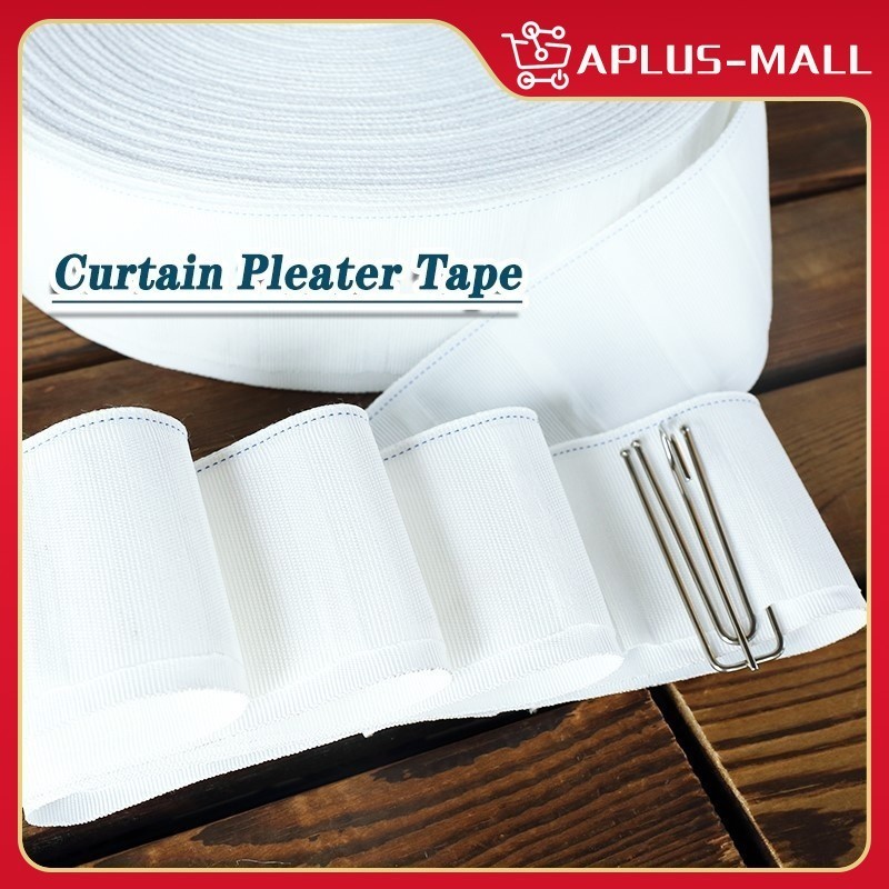 6m Curtain Hooks Cloth Tape 15 Curtain Pleater Hooks White Curtain Tape ...