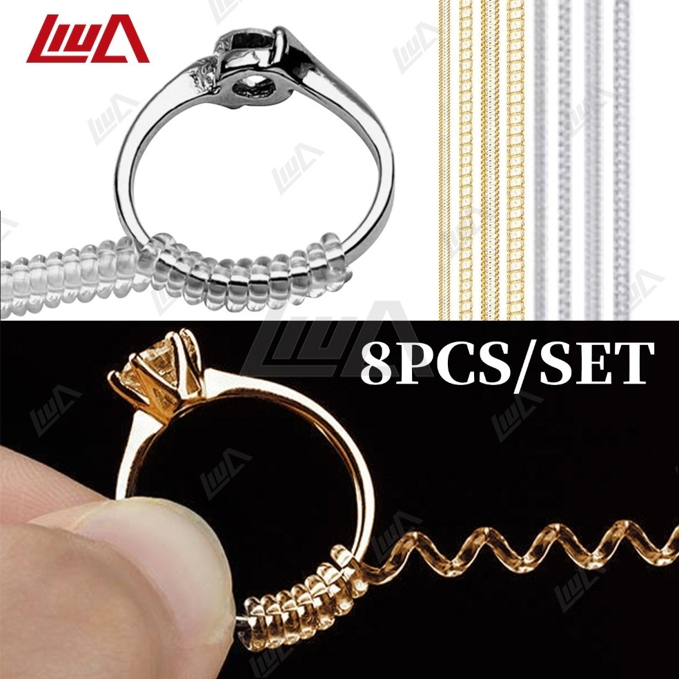 8PCS/SET Ring Size Adjuster Transparent Spring Cord Set Small Adjuster ...