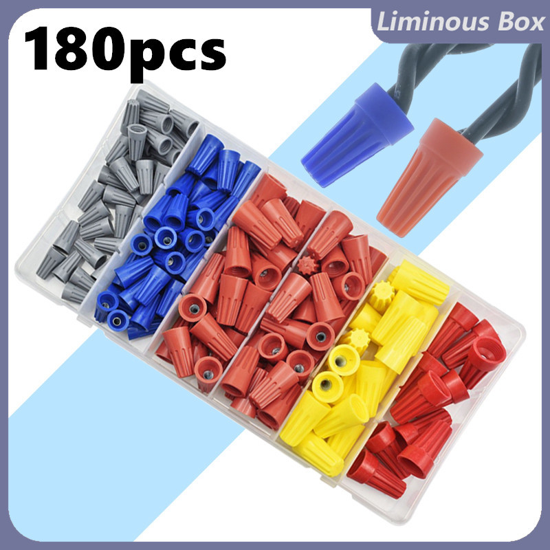 180pcs Electrical Wire Connector Quick Wire Twist-On Terminal Spring ...