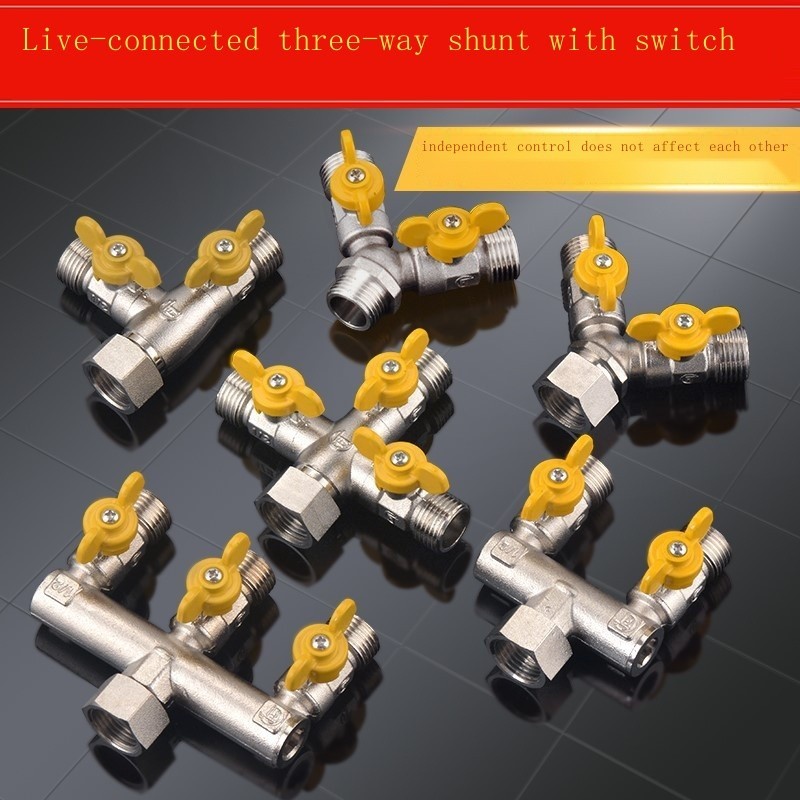 Live connection with switch three-way angle valve water divider water ...