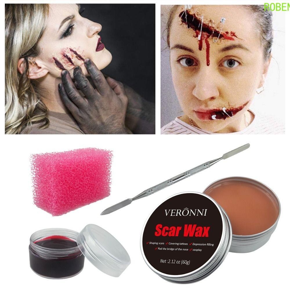 ROBEN 3 Color Fake Wounds Scars Wax, SFX Makeup Wax with Spatula ...