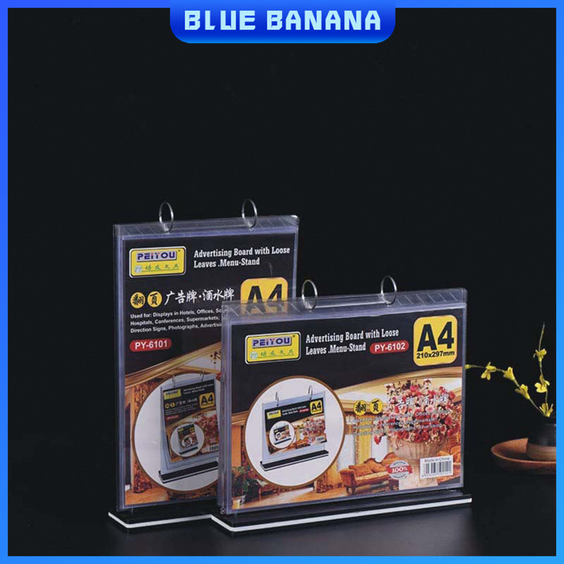 A4/A5 Loose Leaf Menu Display Stand Restaurant Acrylic Tabletop Flip ...