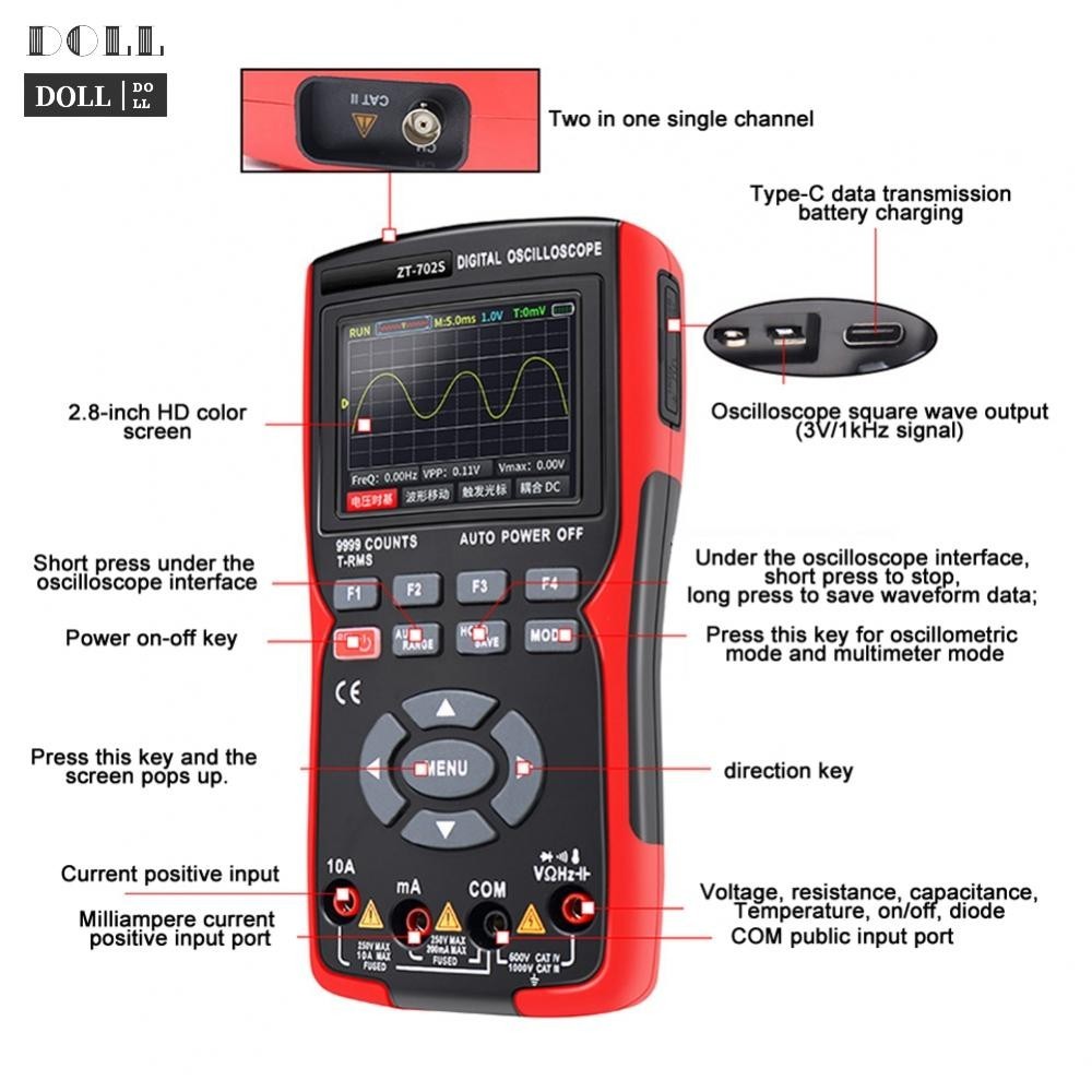 【shopee】Handheld Oscilloscope & Multimeter with Automatic Waveform ...