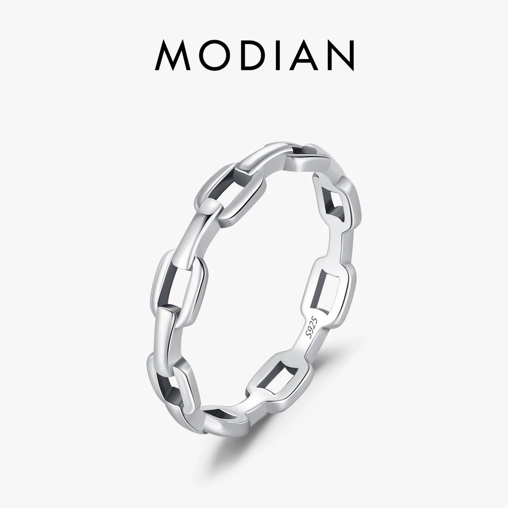 MODIAN 925 Sterling Silver Daily Retro Lock Eternity Bands Rings ...