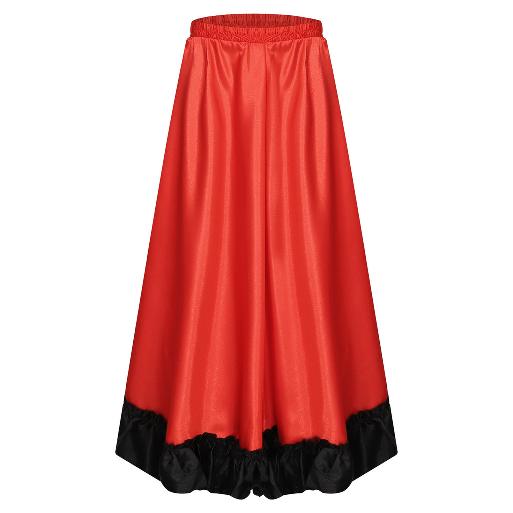 Children Girls Flamenco Latin Dance Skirt Spanish Paso Doble Bomba ...