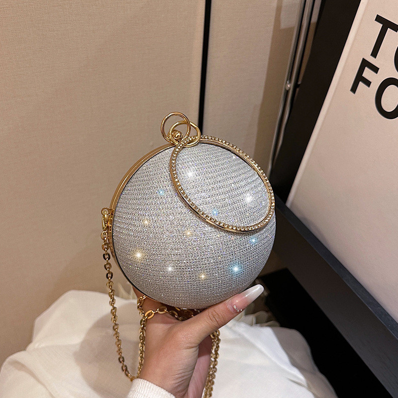 New high-end portable crossbody chain bag with niche design round ball ...