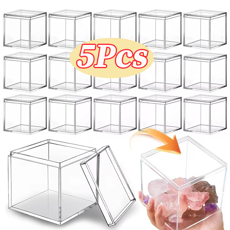 1/3/5Pcs Clear Acrylic Plastic Display Box / Food Candy Storage ...