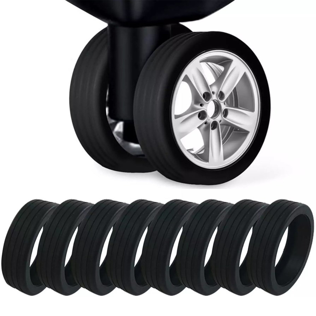 8Pcs Luggage Wheel Rubber Cover /Wheels Protection Low Noise Prevents ...