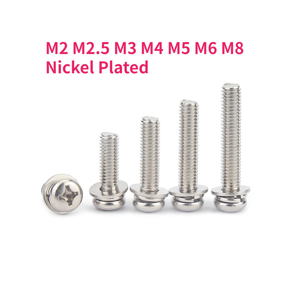 Cross Recessed Pan Head Screw with Washer M2 M2.5 M3 M4 M5 M6 M8 Nickel ...