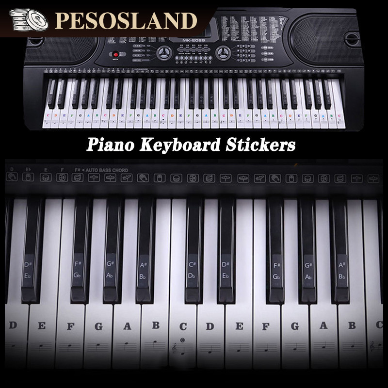 Transparent Piano Sticker Stic Piano Stickers Detachable Music Decal ...