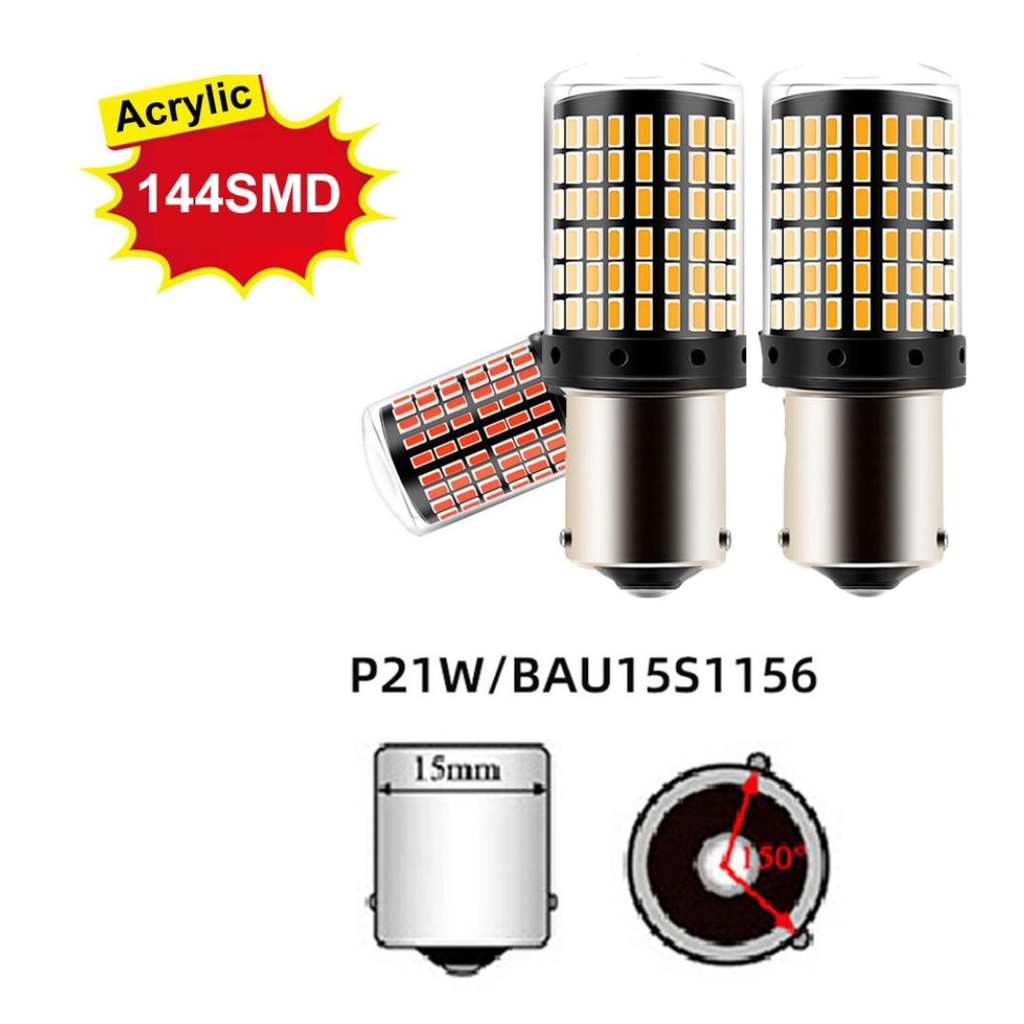 PY21W/BAU15S 1156 LED Turn Signal Light Bulb, 144SMD, 12V, 150° Socket ...