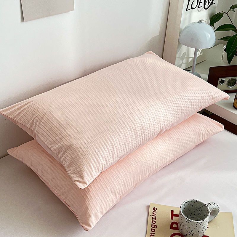 Simple Solid Color Pillowcases Skin-friendly Washed Cotton Pair ...