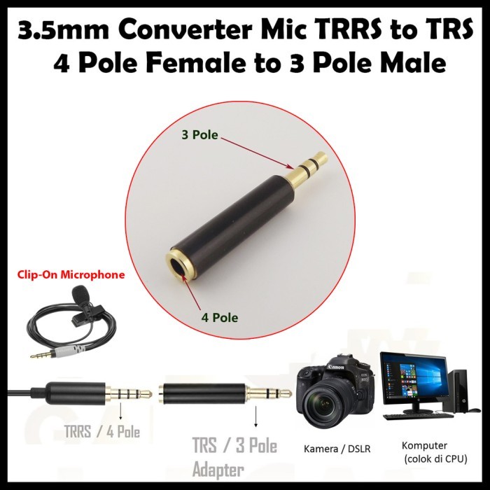 Raja Adapter Microphone TRSS to TRS - For Rode Boya Clip on Microphone | Shopee Philippines
