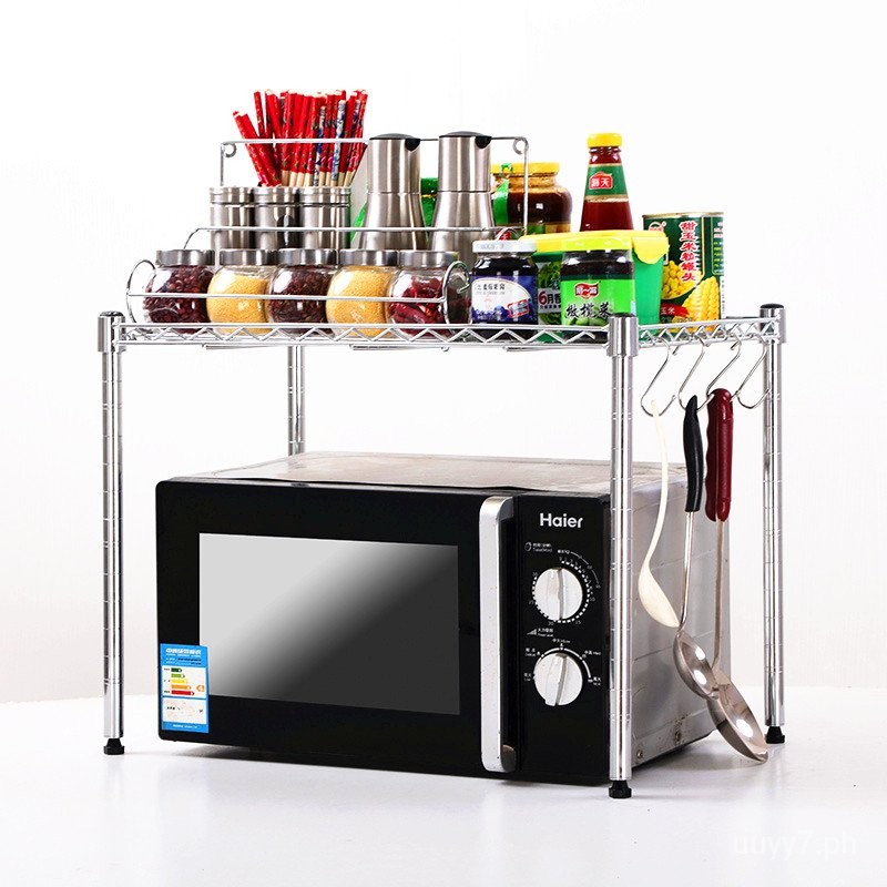 OF9DFixed Wardrobe Shelf Stove Shelf Cabinet Layered Pot Rack Microwave ...