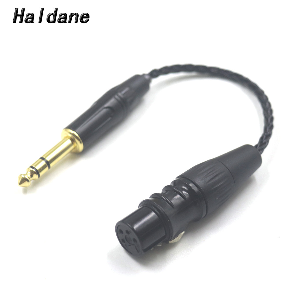 Haldane Bright-Black 8coers Silver Plated 1/4 6.35mm 6.5mm Male to 4pin XLR Female Audio Adapter ...