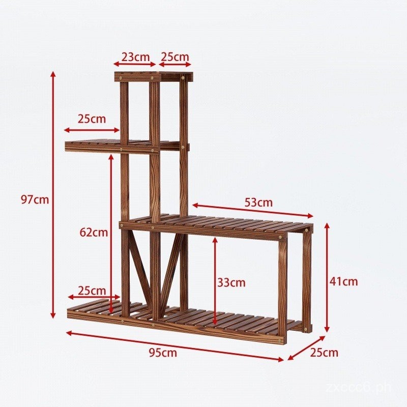 Window Sill Flower Stand Solid Wood Multi-Layer Balcony Living Room ...