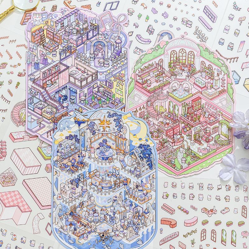 Super Cute！F&X Landscaping Sticker Paper Trace Zoo Small Class Meow ...