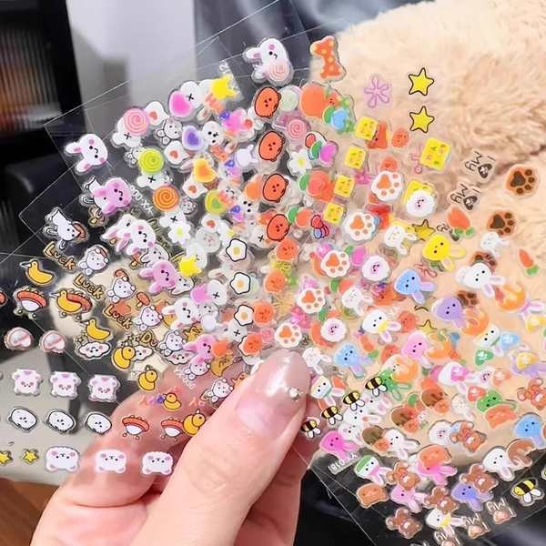 sticker nails using uv fake nails fake nails glue Children Cartoon Nail ...