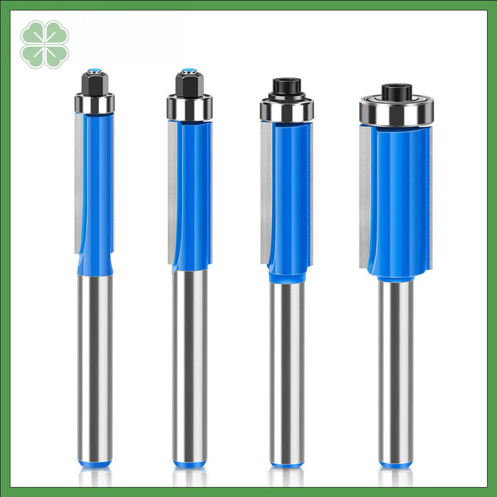 8mm Shank Flush Trim Router Bit with Bearing, Double Flute Straight Bit ...