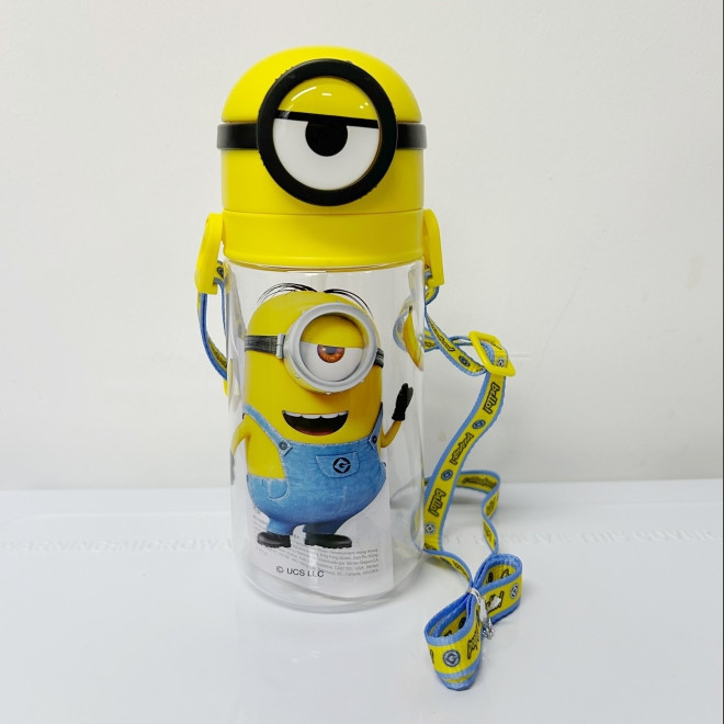 MINISO MINISO MINISO Minion Series Shape Strap Plastic Straw Cup Water ...