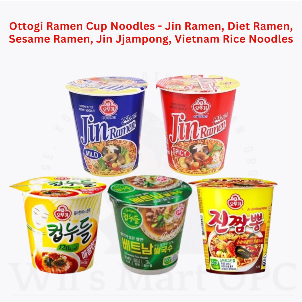 Ottogi Ramen Cup Noodles - Jin Ramen, Diet Ramen, Sesame Ramen, Jin ...