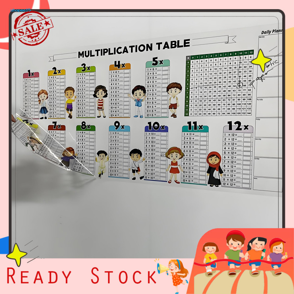 Colorful Multiplication Chart Dry Erase Multiplication Table Colorful ...