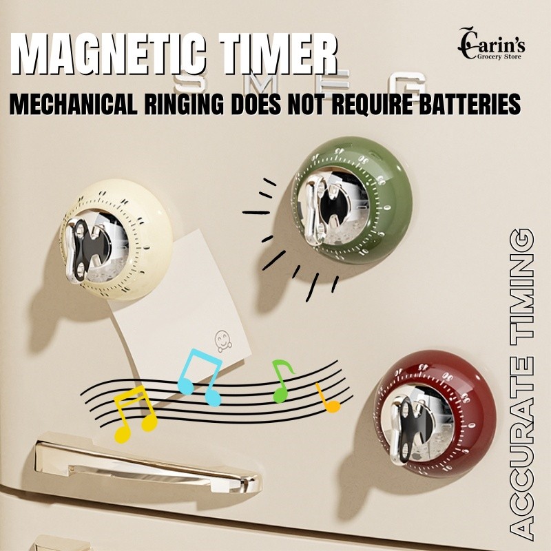 Magnetic Kitchen Timer Refrigerator Magnetic Mechanical Clock Battery ...