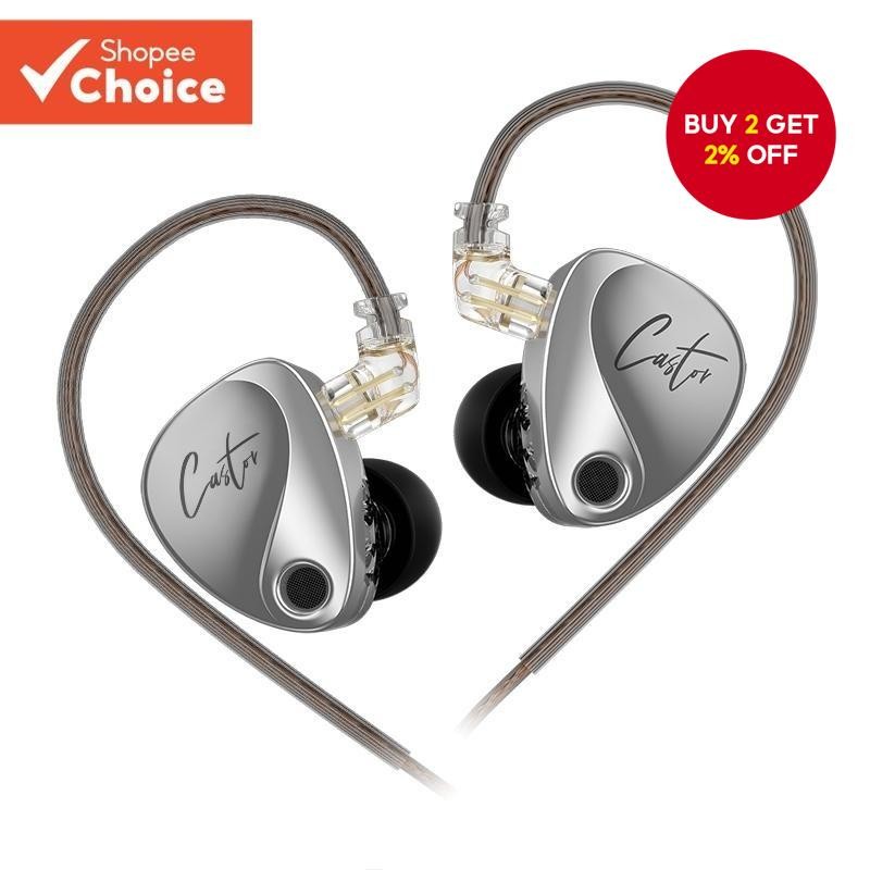 KZ Castor Wired Earbuds In Ear HIFI 2 Dynamic High End Tunable Earphone ...