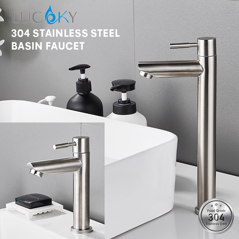 Lavatory Faucet Tall Basin Faucet Bathroom Lavatory Tap 304 Stainless ...