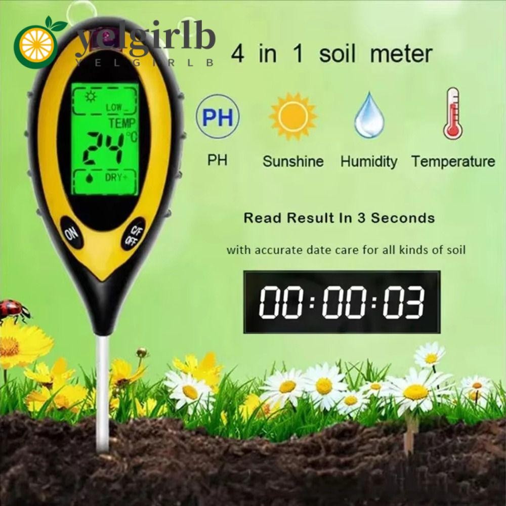 YELGIRLB Soil PH Meter, LCD Display 3 in 1/4 in 1 Soil Testing ...