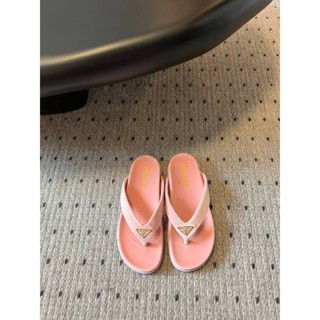 Prada 2024 Summer New Style Summer Classic Triangle Flip-Flops Logo ...