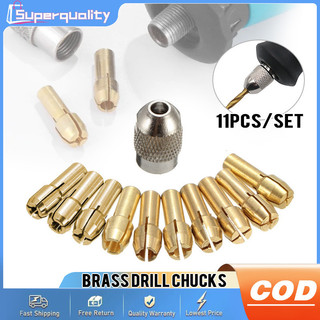 11PCS/Set Brass Drill Chucks Collet Bits 0.5-3.2mm 4.3mm Shank Screw ...