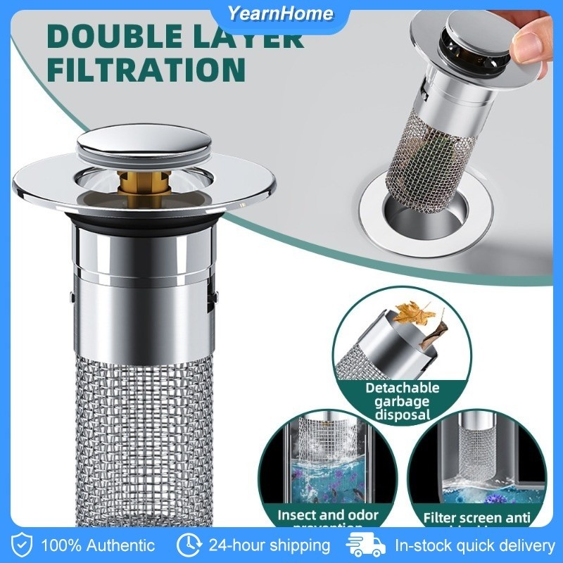 Stainless Steel Sink Drains Filter Pop-Up Sink Filter Plug Stopper Wash ...