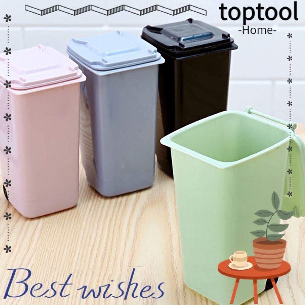 TOPTOOL Desktop Bin 4 Color With Cover Desk Dustbin Garbage Storage Box ...