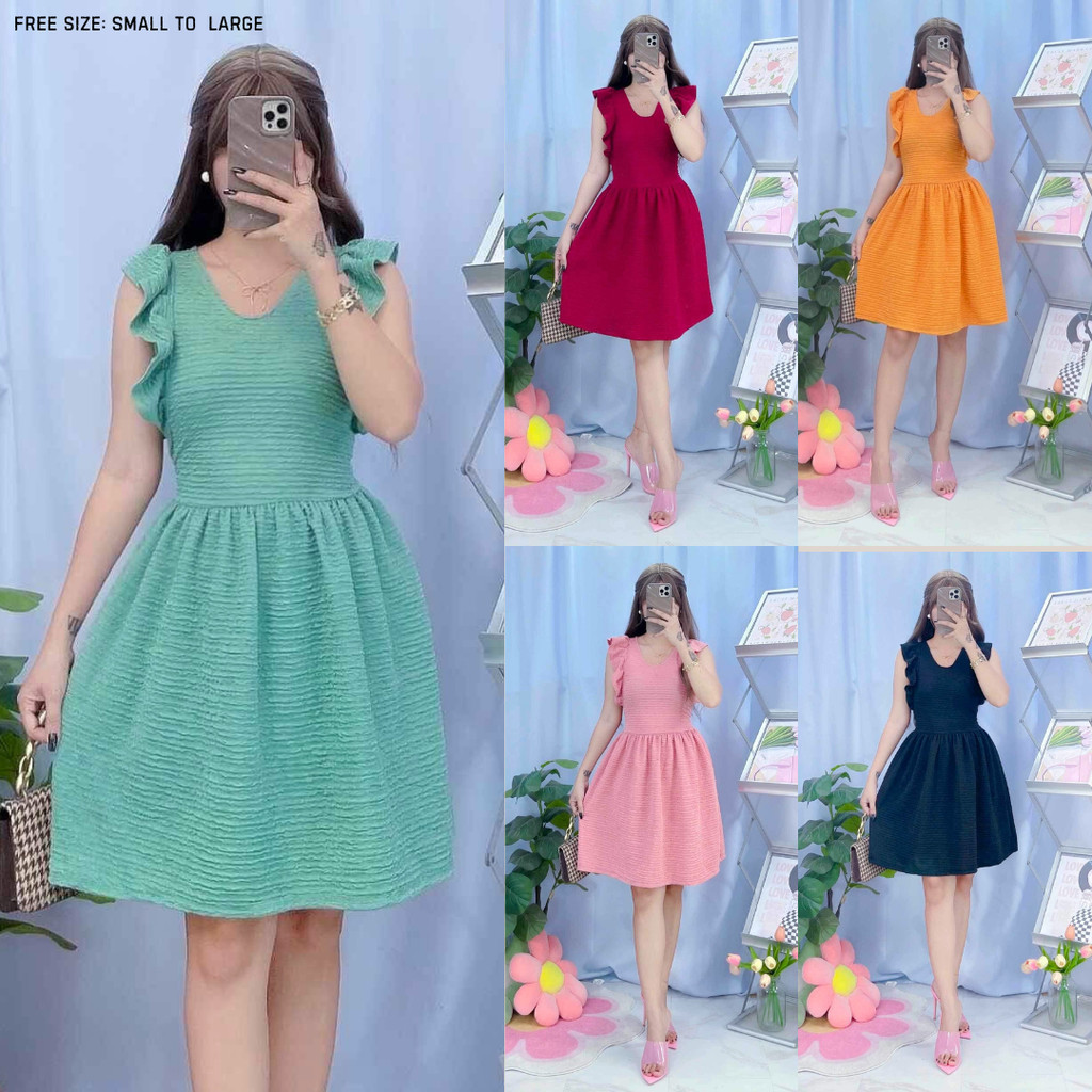 AJS | IRENE Dress with Lettuce Design Trend Fashion For Women ...