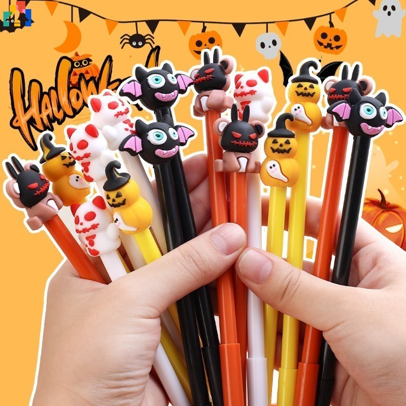 Cartoon Skull Ghost Bat Writing Gel Pen for Kids Halloween Party Favors ...