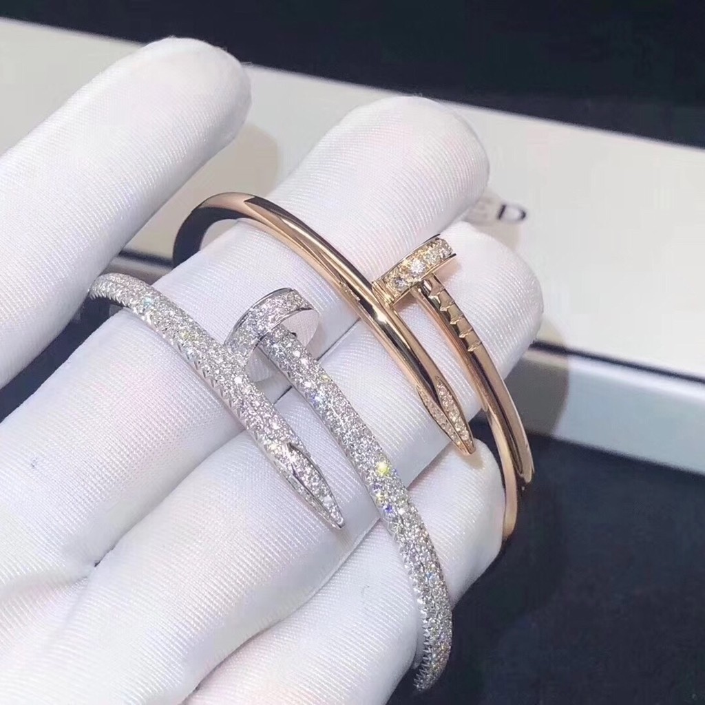 100% original Cartier Cartier Full Diamond Nail Bracelet 18K Rose Gold ...
