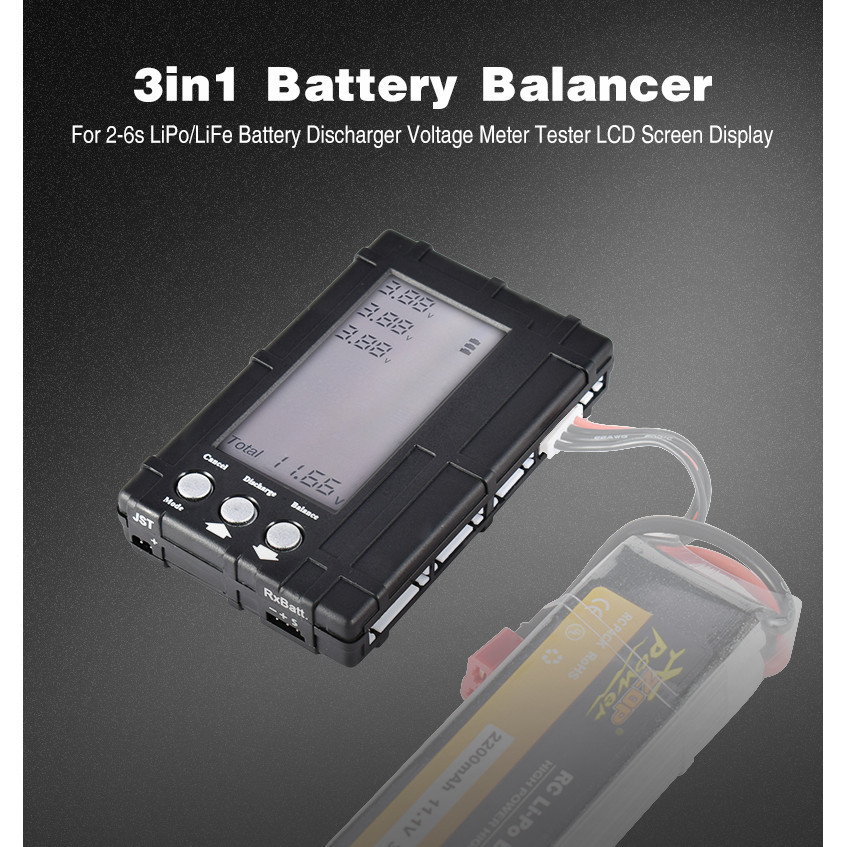 RC Model 3in1 Battery Balancer LiPo/LiFe 2-6s with LCD Screen Display ...