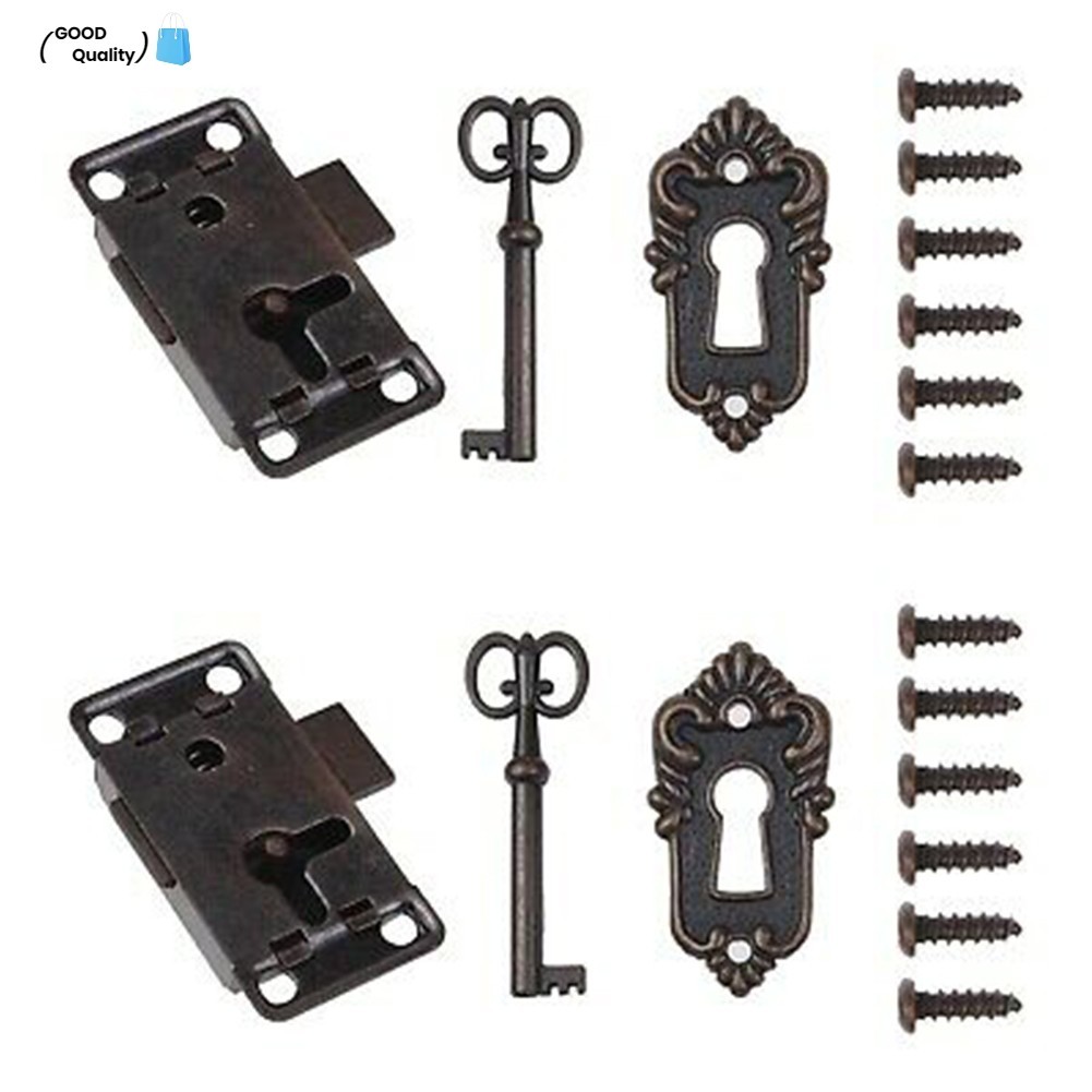 2 Set Drawer Lock With Key Antique Small Box Cabinet Door Locks ...