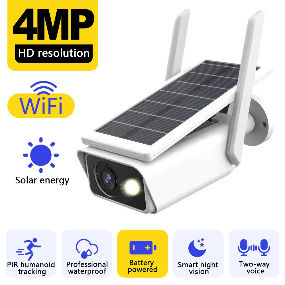 Solar CCTV Q1 - 4MP, 2-Way Audio, 15m WIFI Distance, Waterproof IP66 ...