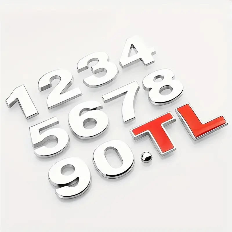 3D Metal 25mm Car Letters Alphabet Emblem Numbers Chrome Labeling Car ...