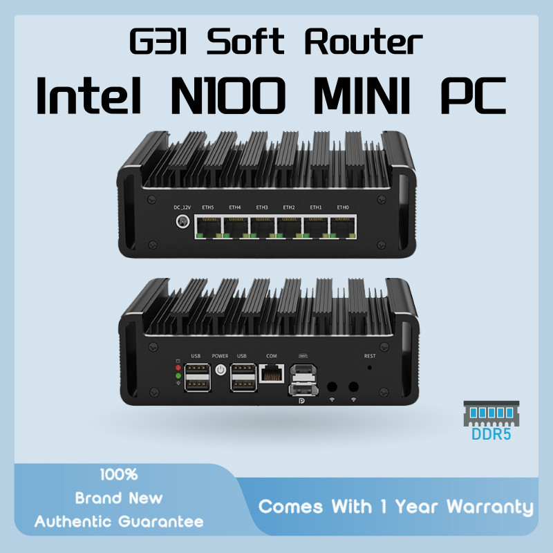 GG31 Intel N100 Soft Router Mini PC DDR5 6xIntel I226 2.5G LAN HD DP ...