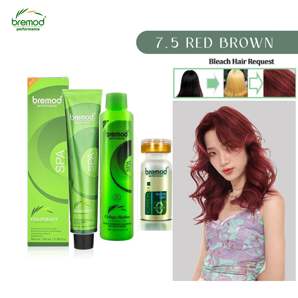 Bremod Hair Color 7.5 Red Brown (Request Bleach Hair to 8 Level ...