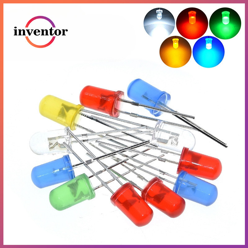 100PCS F5 5MM LED DIP light-emitting diode Red Yellow Blue Green White ...