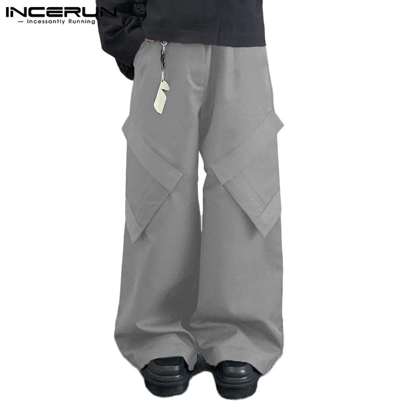 Incerun Men Korean Fashion Simple Design Solid Color Loose Long