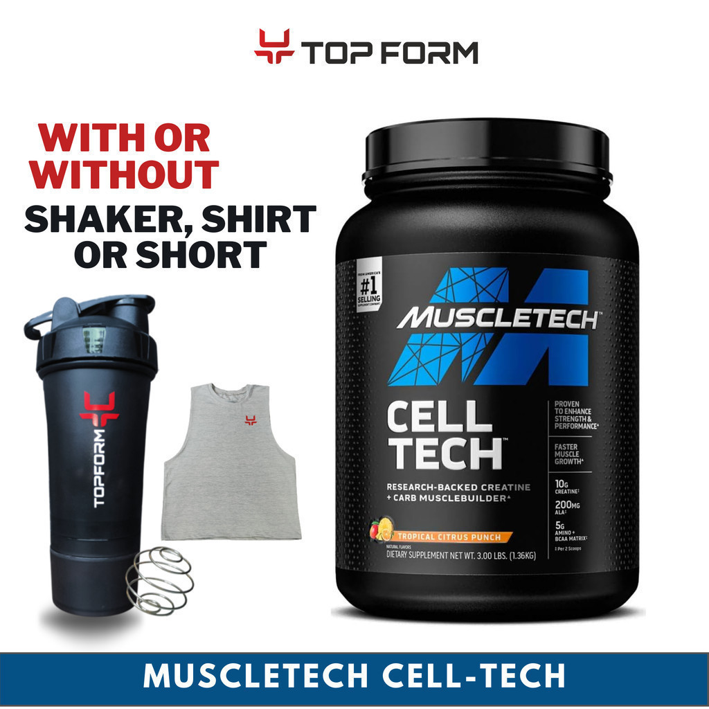 MuscleTech Cell Tech Creatine 3 lbs, With Shaker, Shirt or Short ...