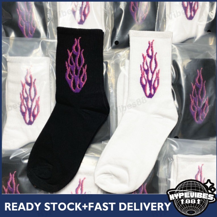 HypeVibes Purple Flame Fire Logo Socks Hipster Socks Unisex Fashion ...